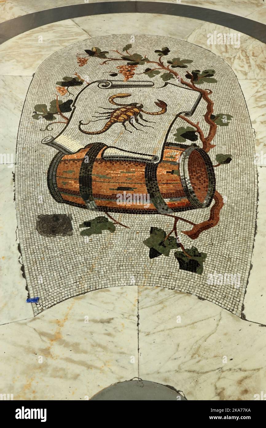 Mosaic flooring depicting the Scorpio zodiac sign inside the 19th ...