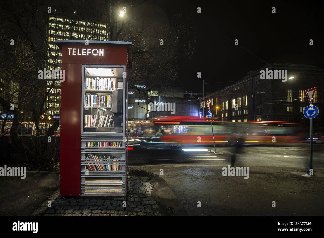Oslo 20191213. The telephone kiosk at Solli plass is the first of 100 ...