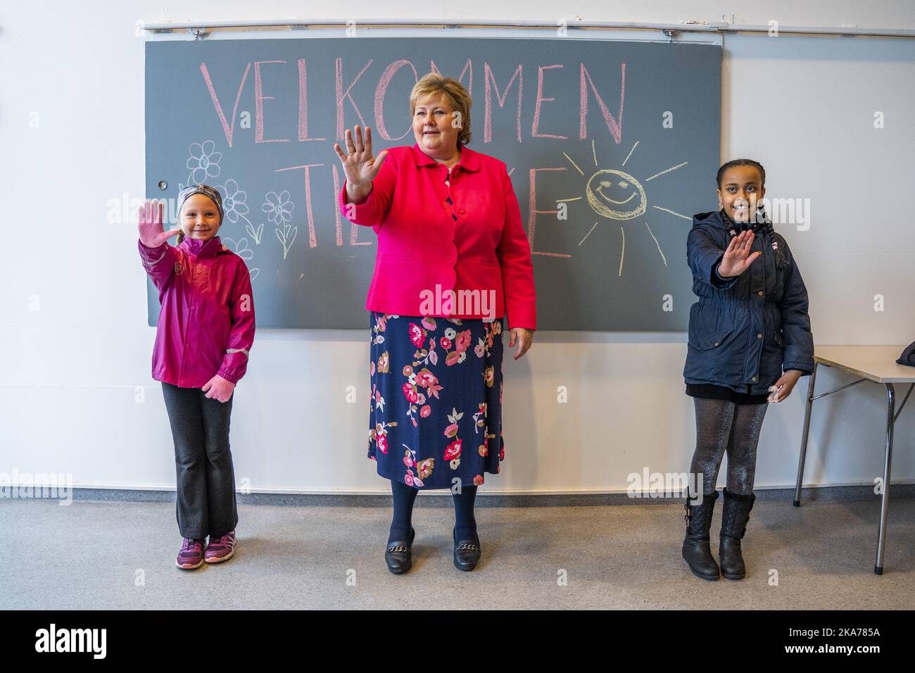 Oslo, Norway 20200427. Norway's Prime Minister Erna Solberg (C ...