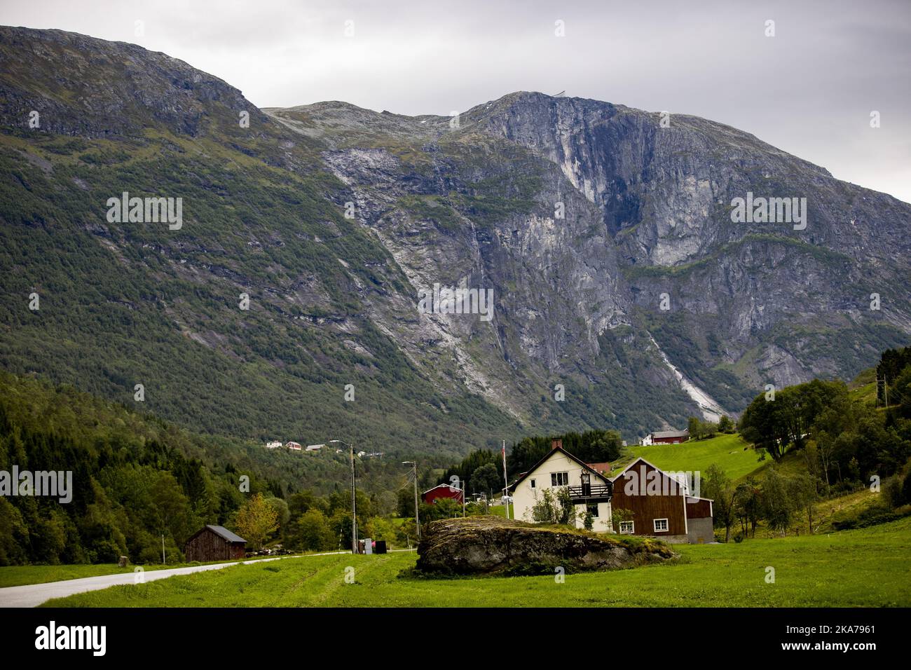 Hellesylt, Norway 20200903. On top of the steep mountainside from ...