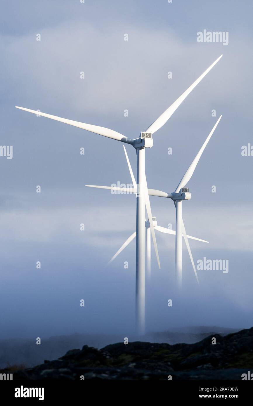 Aafjord Fosen , Norway 20201013. Storheia wind farm is the largest of ...