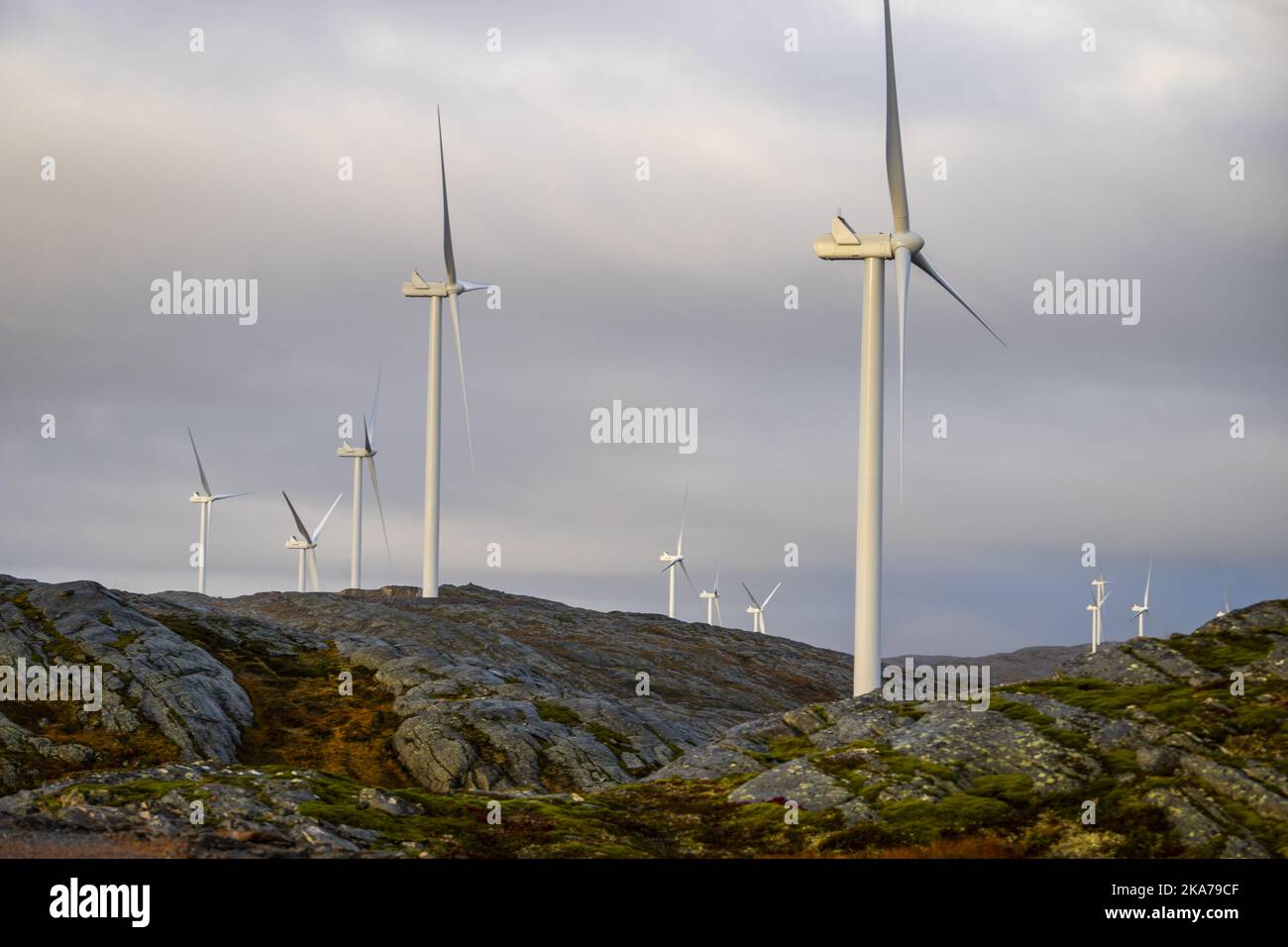 Aafjord Fosen, Norway 20201013. Storheia wind farm is the largest of ...