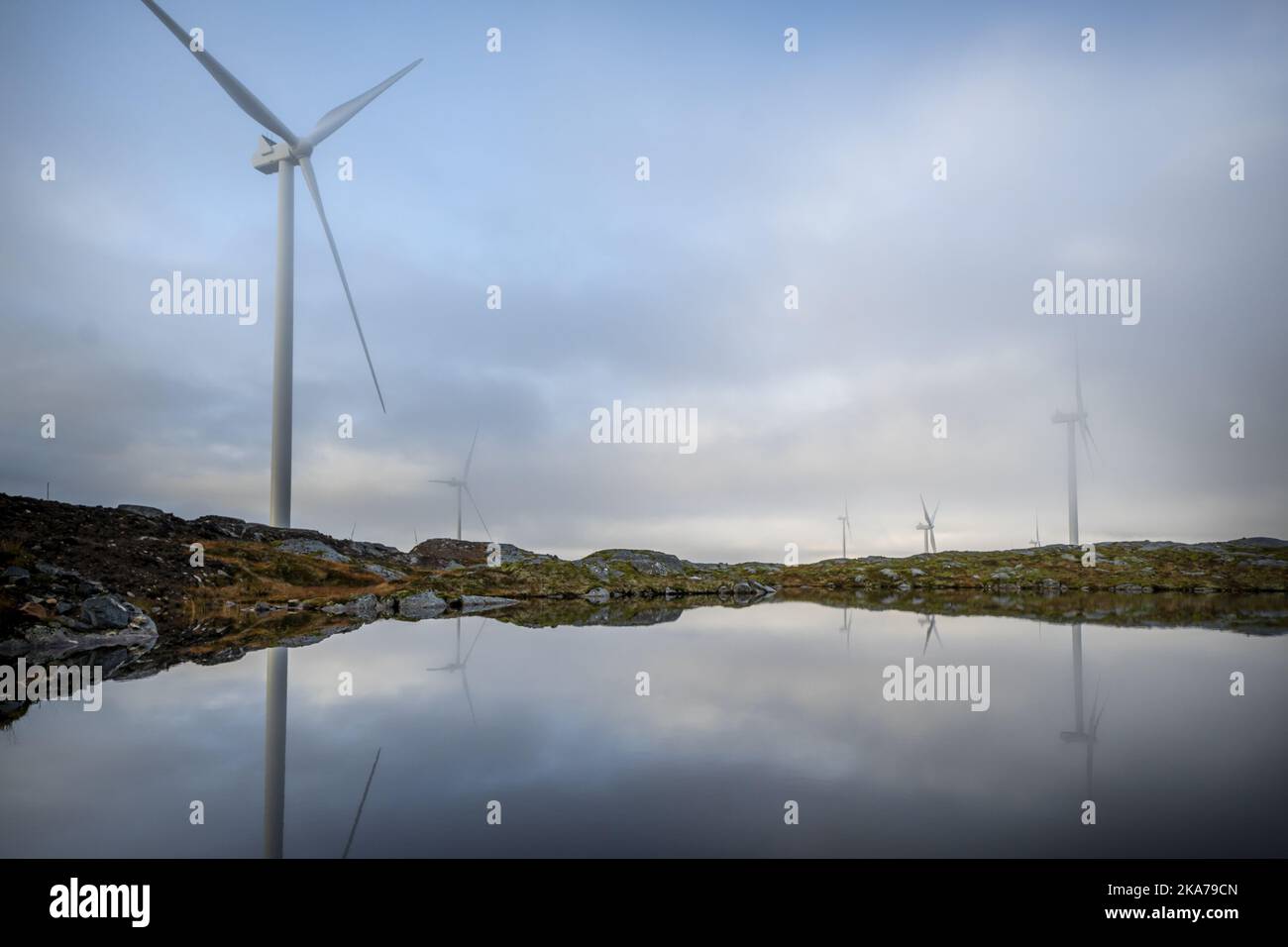 Aafjord Fosen, Norway 20201013. Storheia wind farm is the largest of ...