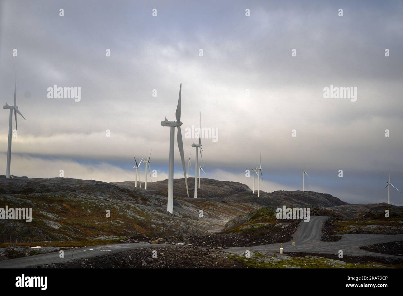 Aafjord Fosen, Norway 20201013. Storheia wind farm is the largest of ...