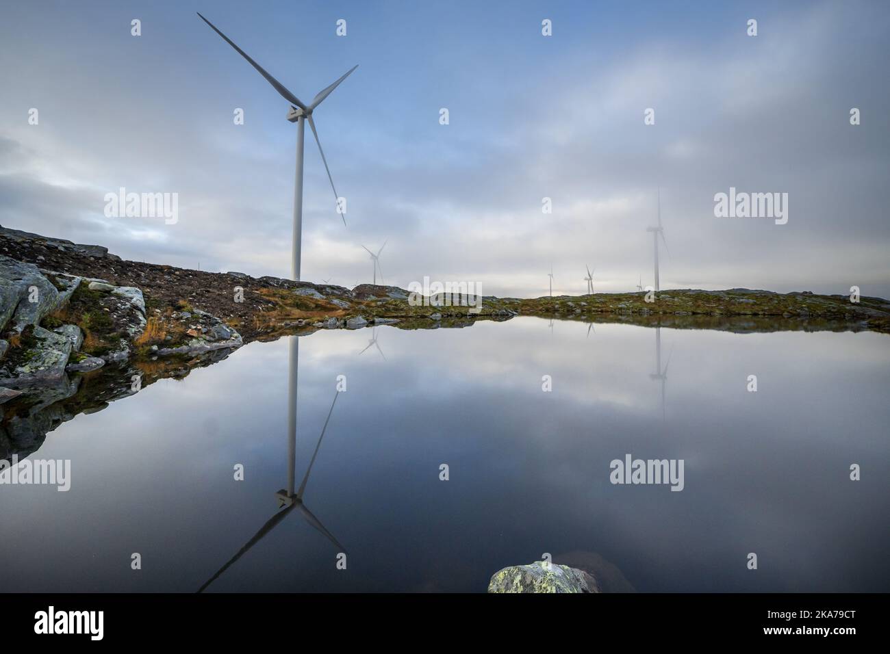 Aafjord Fosen, Norway 20201013. Storheia wind farm is the largest of ...