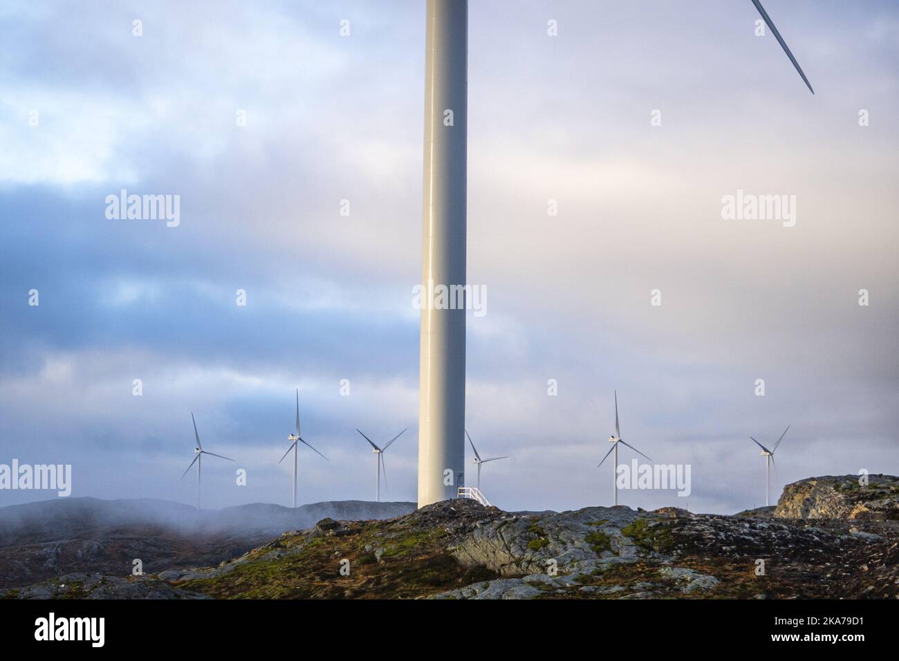 Aafjord Fosen, Norway 20201013. Storheia wind farm is the largest of ...