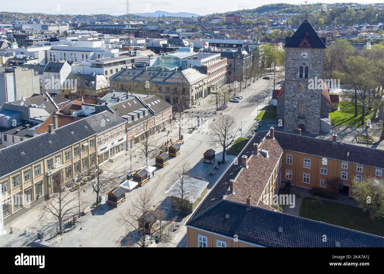 Trondheim 20210517. Drone images of an almost completely empty center ...