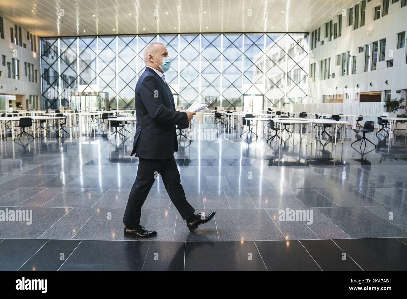 Fornebu 20210615. CEO of Equinor, Anders Opedal, after a press ...