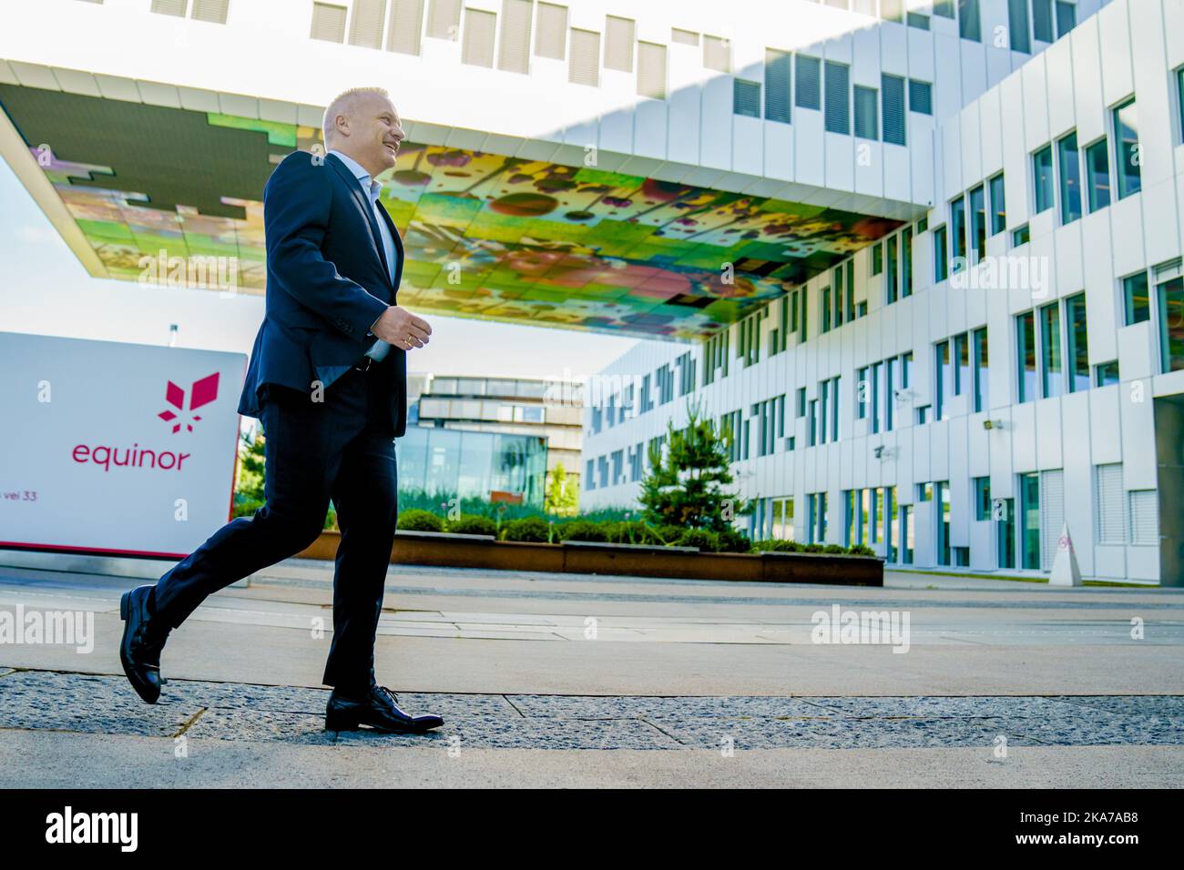 Fornebu 20210615. CEO of Equinor, Anders Opedal, after a press ...