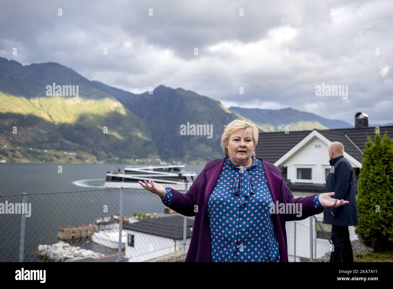 Oslo 20210819. Prime Minister Erna Solberg (Conservative Party) at ...