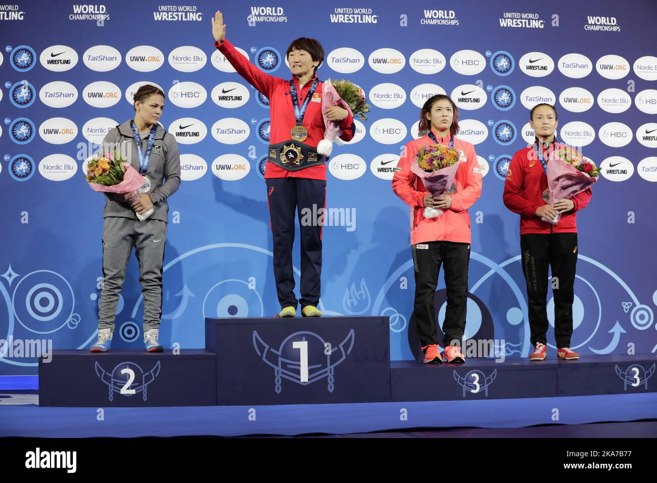 Oslo 20211005. The podium from left American Kayla Colleen Kiyoko ...