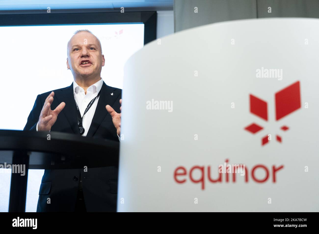 Fornebu 20211027. Anders Opedal, CEO of Equinor, presents the results ...