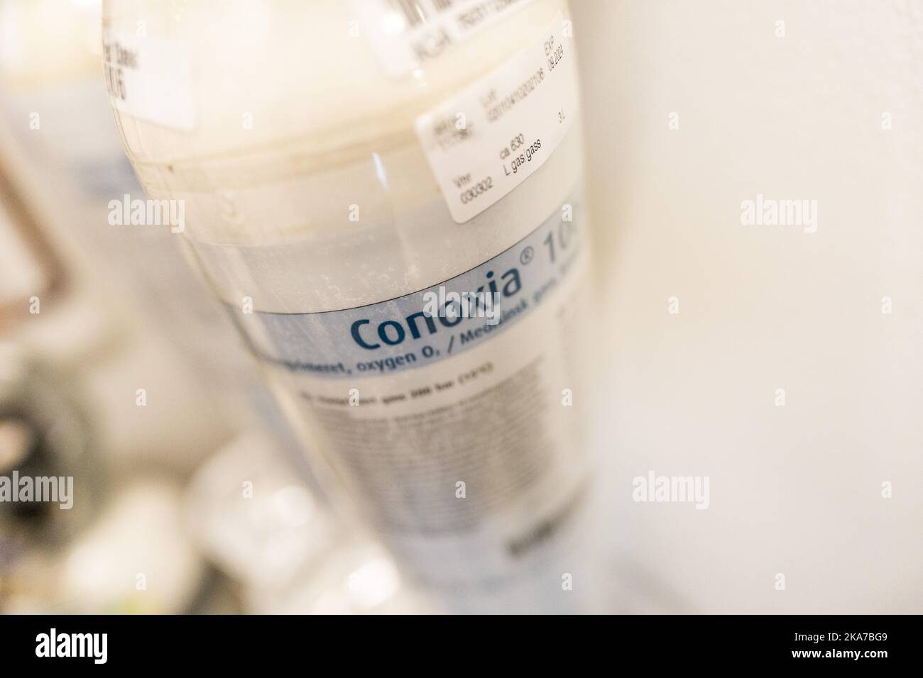 LÃ¸renskog 20211026. Conoxia oxygen in a tank at Ahus in Lorenskog ...
