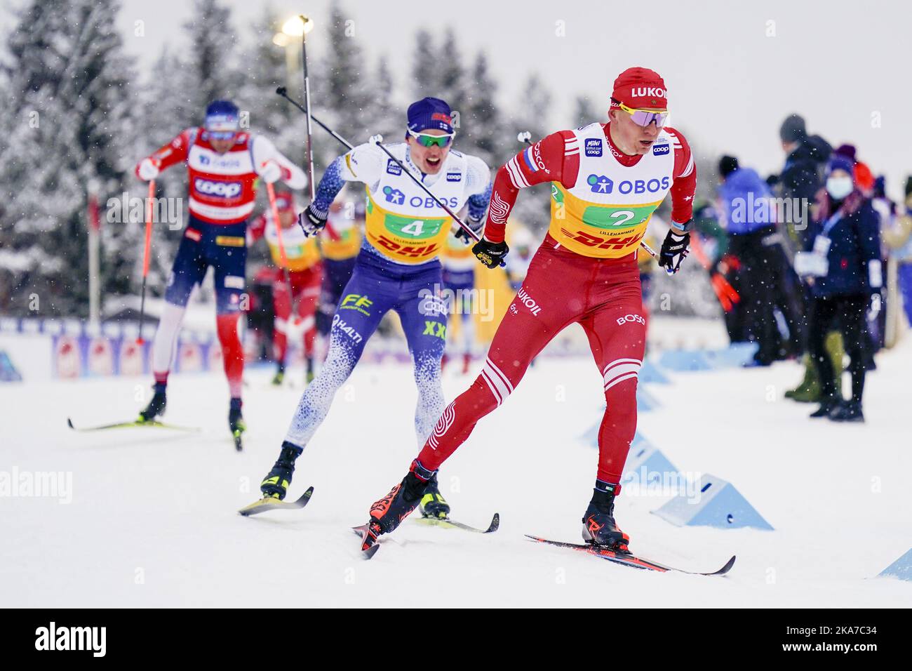 Lillehammer 20211205. Russia's Alexander Bolshunov in the lead during ...
