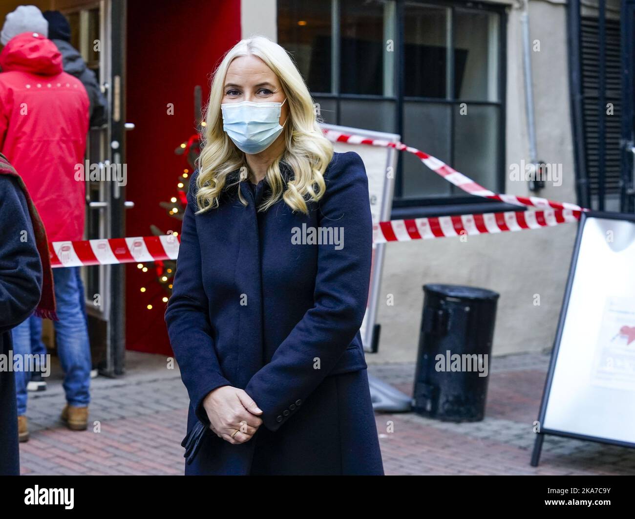 Oslo 20211216. Crown Princess Mette-Marit visits the vaccine center in ...