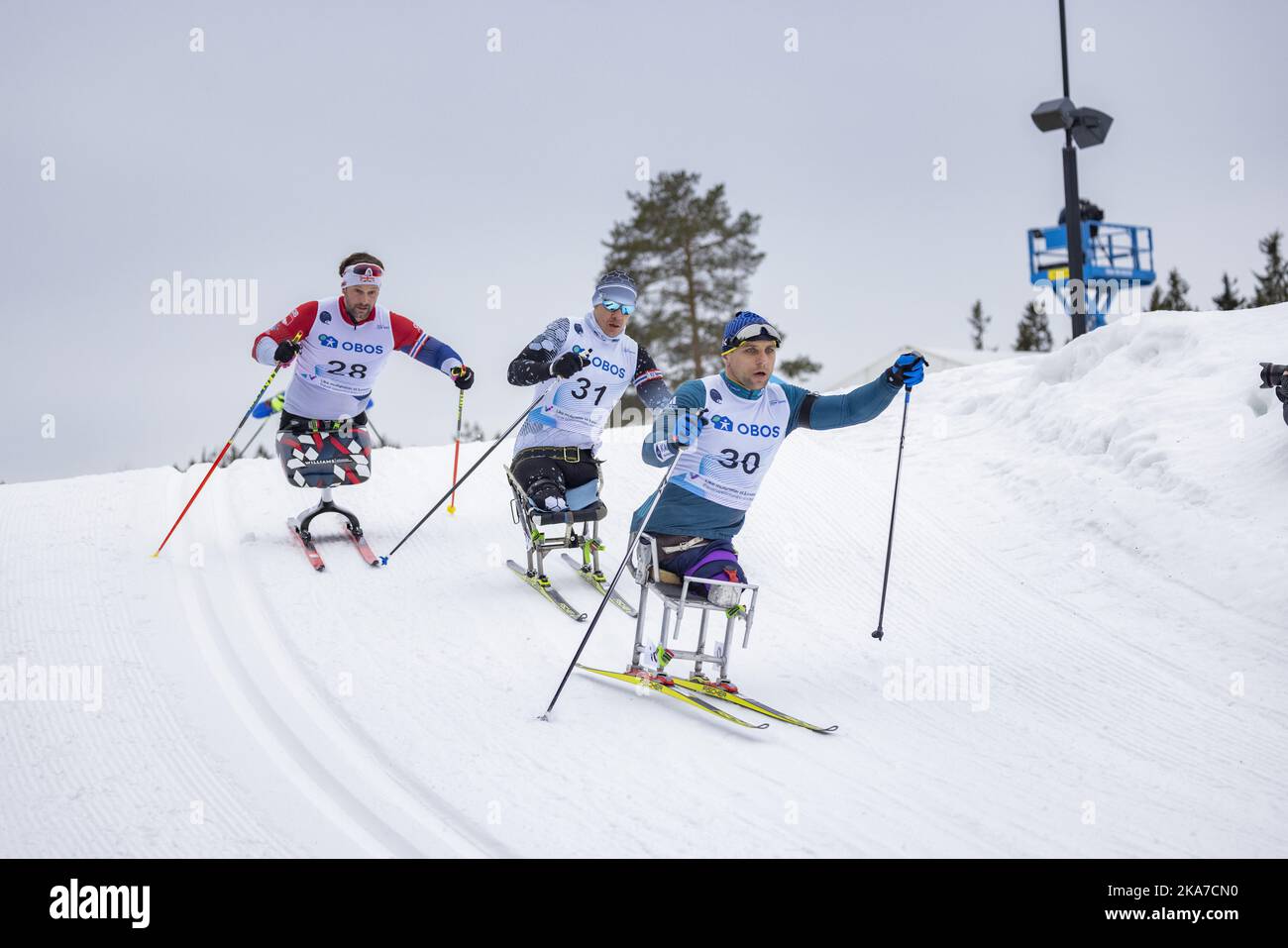 Lillehammer 20220115. Steve Arnold (GBR), Aleksei Bychenok (RUS) and ...