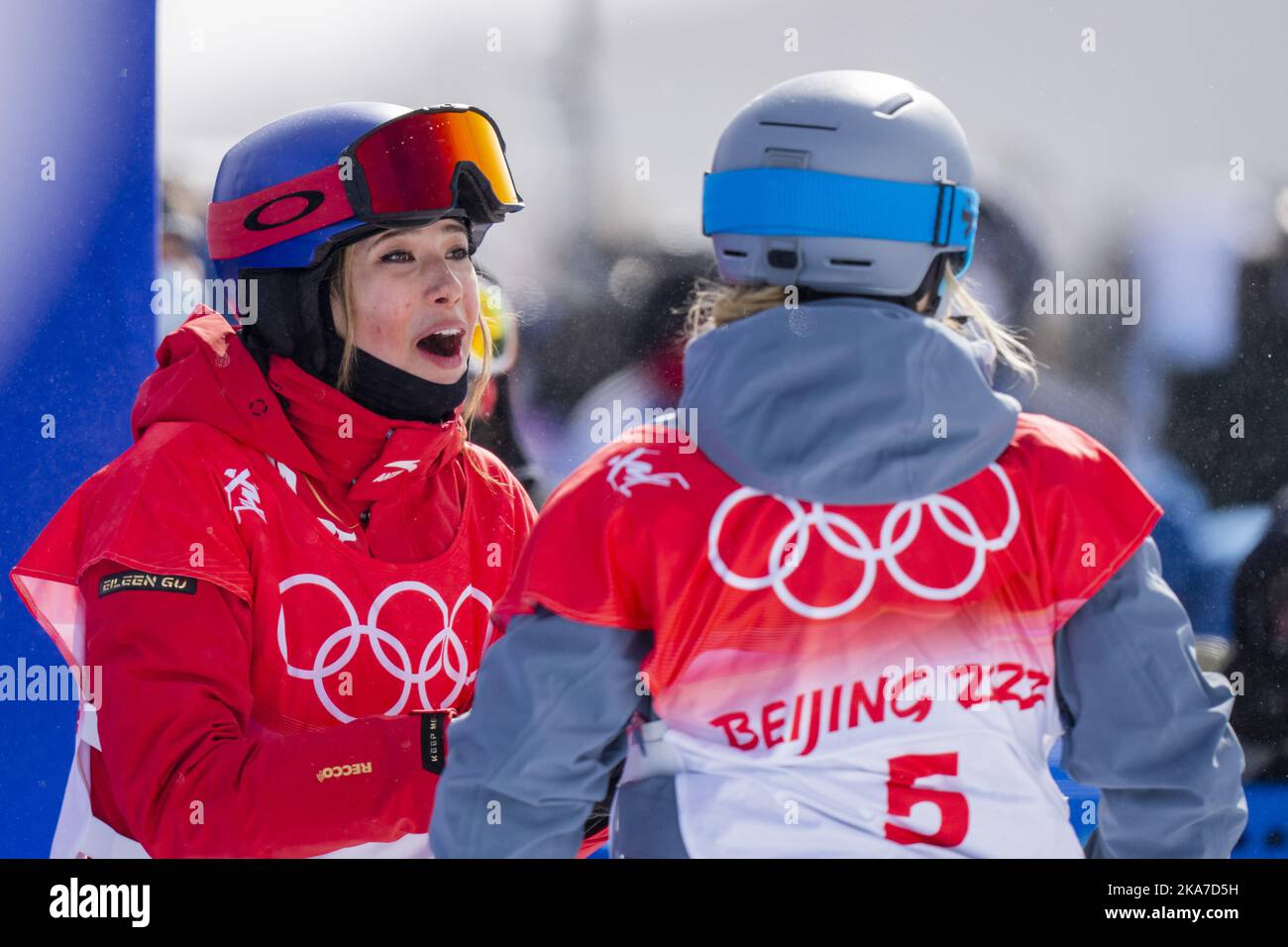 Zhangjiakou, China 20220215. Eileen Gu from China and Johanne Killi ...