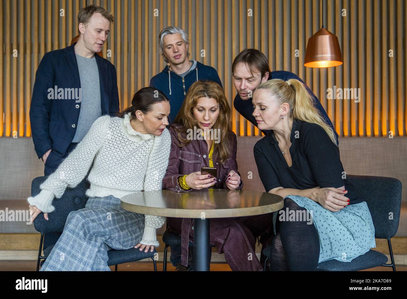 Oslo 20220215. Front from left: actors Agnes Kittelsen, Sara Khorami ...