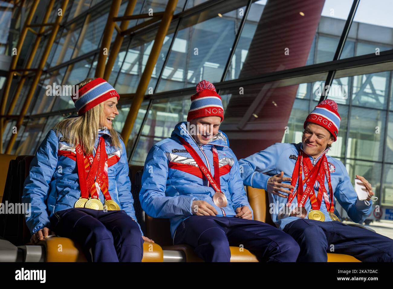 Beijing, China 20220221. Therese Johaug, Simen Hegstad KrÃ¼ger and ...