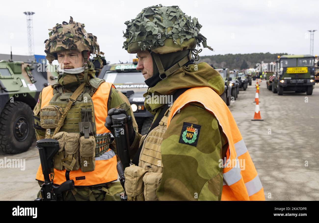 Fredrikstad 20220310. Materials and vehicles for parts of NATO's rapid ...