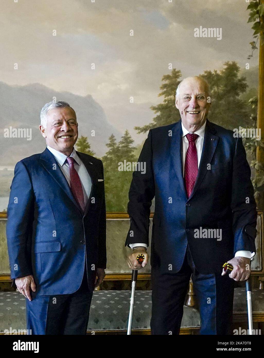 Oslo 20220314. King Harald (to the right) receives King Abdullah II of ...