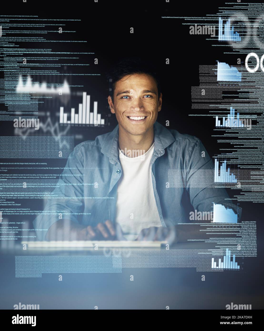 The Man To See About Software Programming A Young Computer Programmer Looking Through Data In