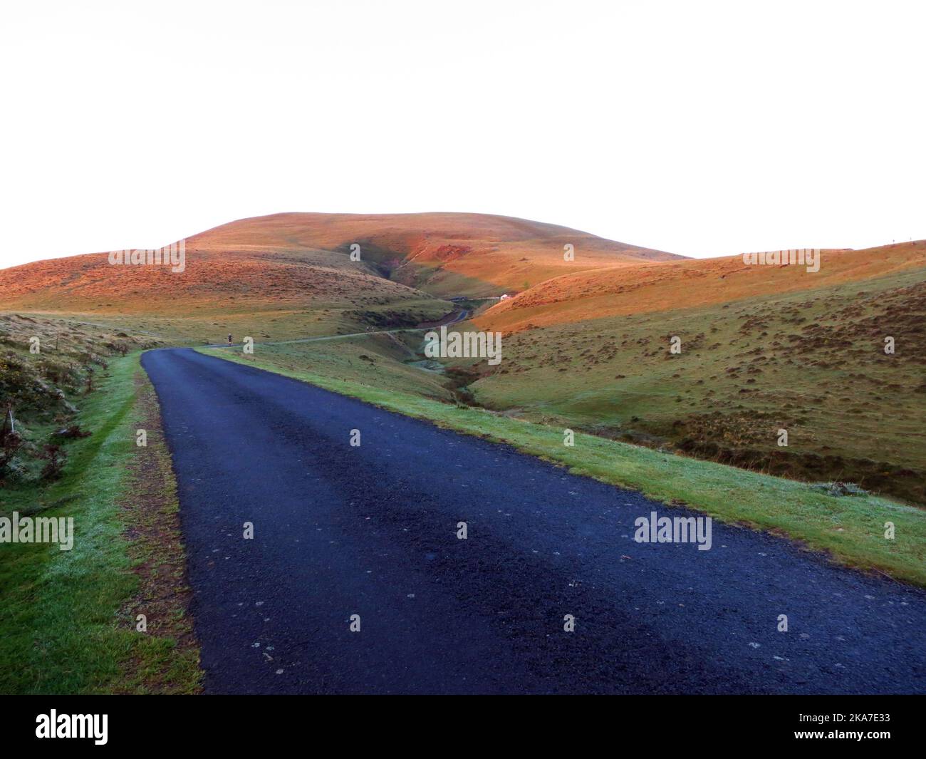 Way up to Roncevaux Pass in Spain. Camino de Santiago de Compostella or ...