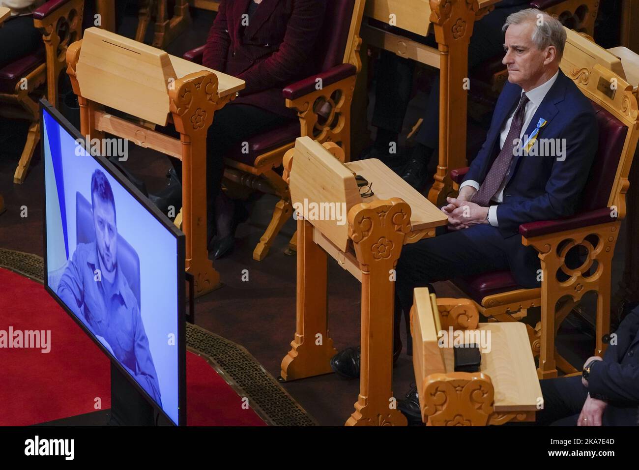 NorwayÂ´s Prime Minister, Jonas Gahr Stoere, listens to Ukrainian ...