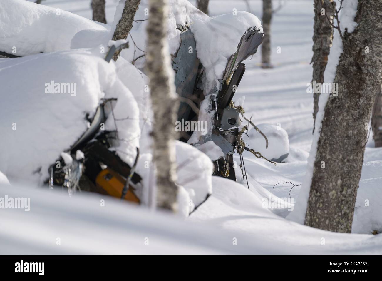 Beiarn 20220404. Wreckage from the casualty in Graataadalen. On 18 ...
