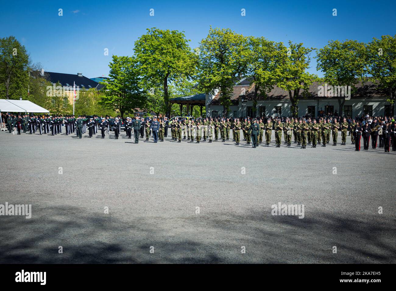 Oslo 20220508. Military line-up during the celebration of Liberation ...