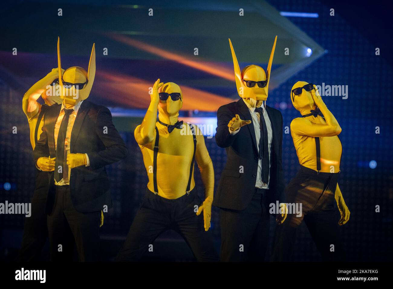 Turin, Italy 20220509. The Norwegian Eurovision participants Subwoolfer ...