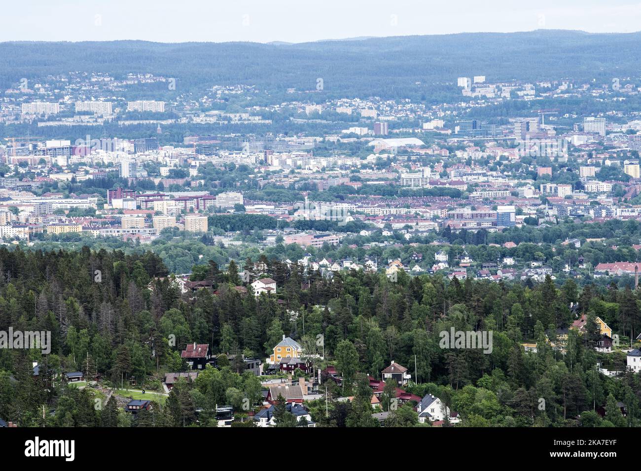 Oslo 20220531. Overview picture of Oslo, taken from Frognerseteren ...