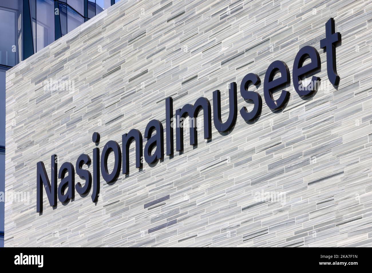 Oslo 20220603 Logo at the new National Museum, which opens to the ...