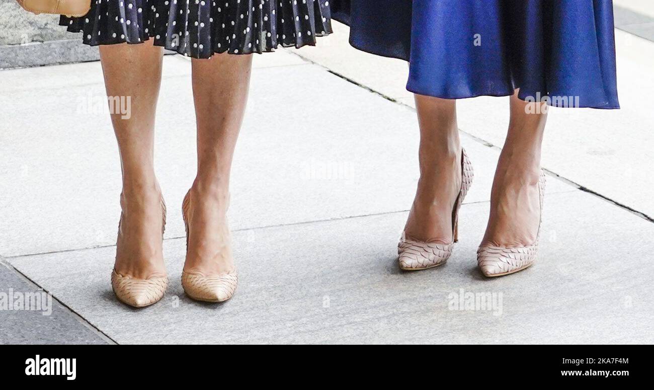 Oslo 20220610. Crown Princess Mary of Denmark and Crown Princess Mette-Marit arrive at a seminar ...