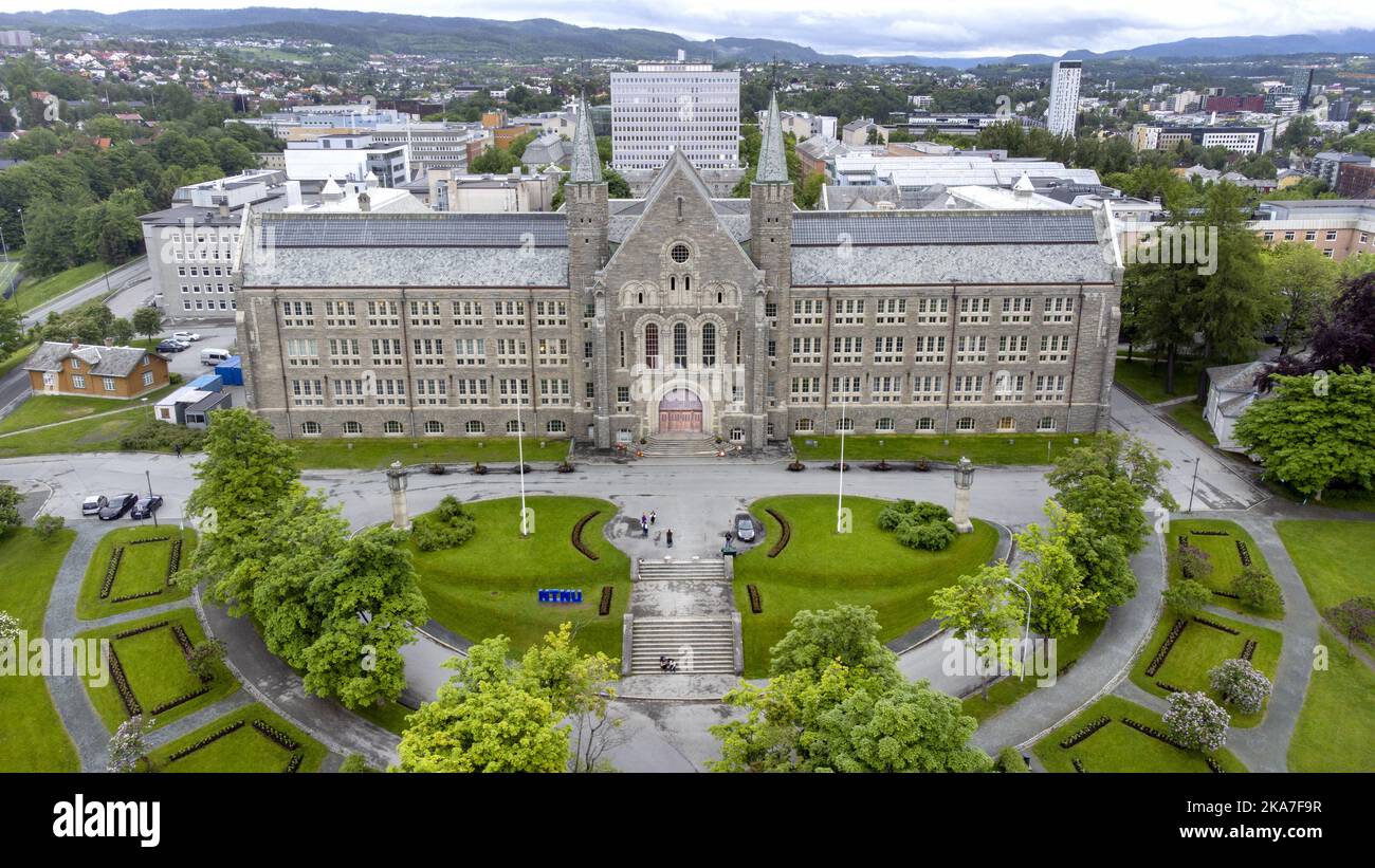 Trondheim 20220616. Drone image of NTNU, the Norwegian University of Science and Technology ...