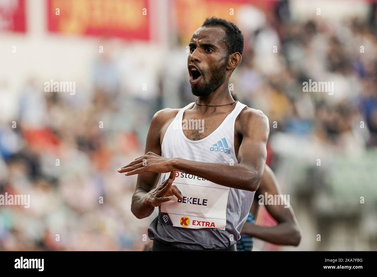 Oslo 20220616. Telahun Haile Bekele from Ethiopia cheers in 5000m men ...