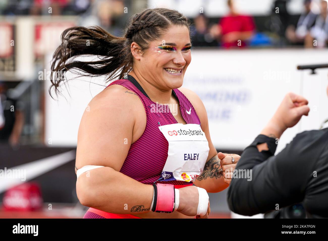 Oslo 20220616. Chase Ealey competes in shot put during the Diamond ...