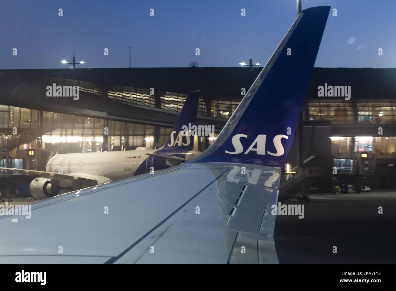 Oslo 20220628. Flying wing with SAS logo on a Scandinavian Airlines ...