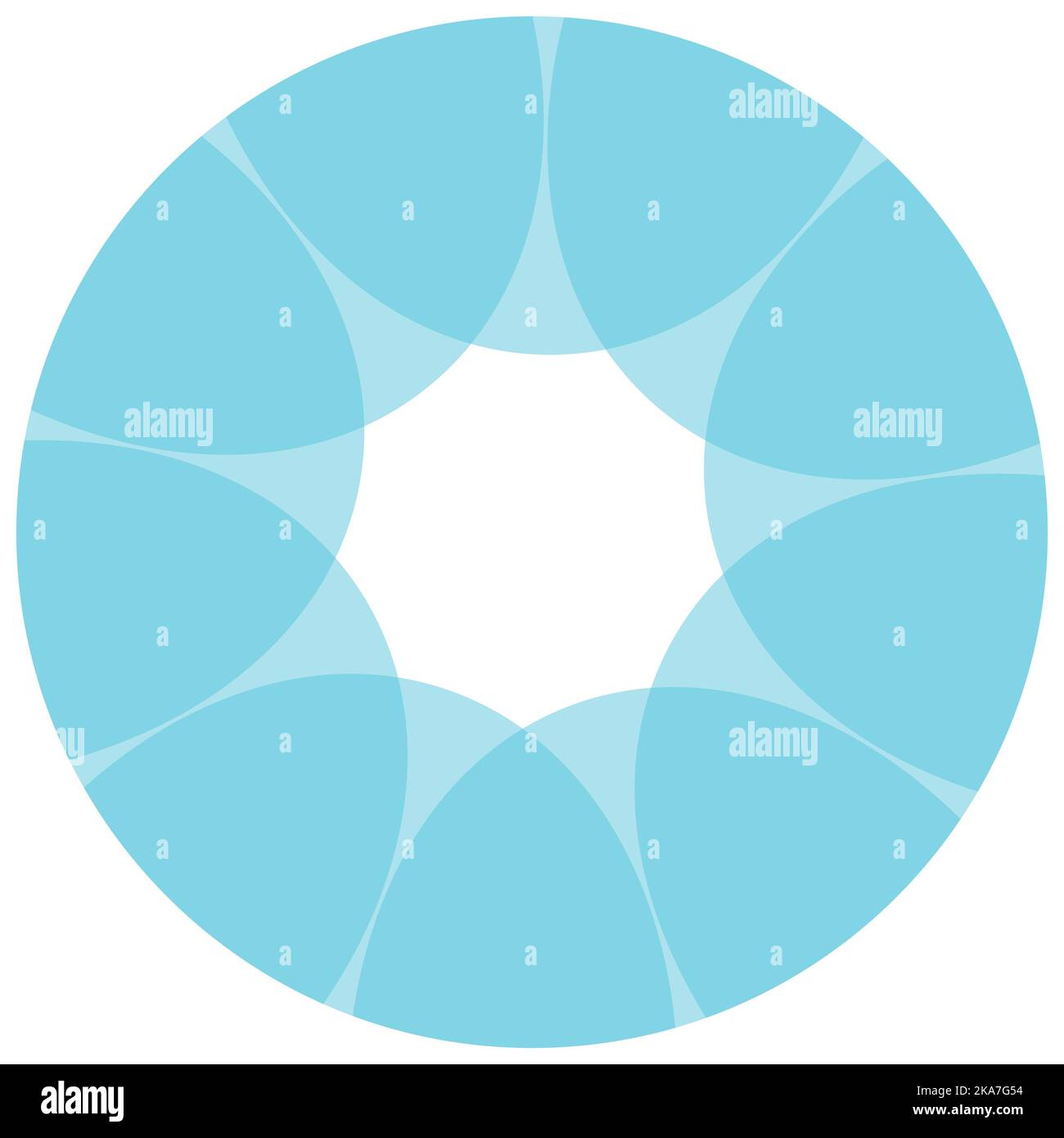 Blue circle with multi pointed shape inside isolated on white ...