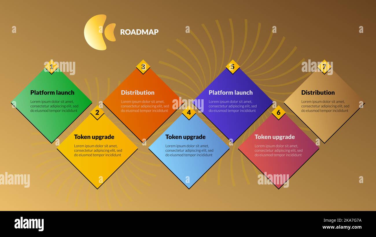Modular geometric roadmap made of rhombuses on gold background ...