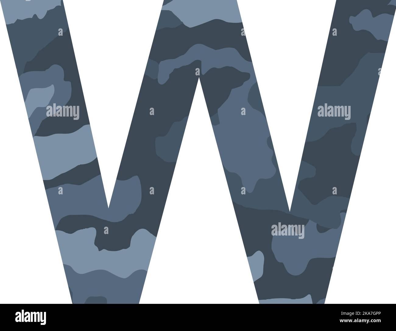 English alphabet letter W, khaki style isolated on white background - Vector illustration Stock ...