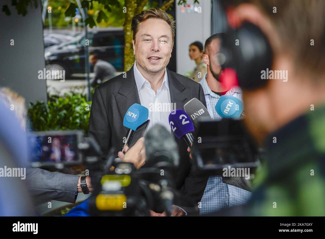 Stavanger, Norway 20220829. Tesla founder Elon Musk arrives at ONS ...