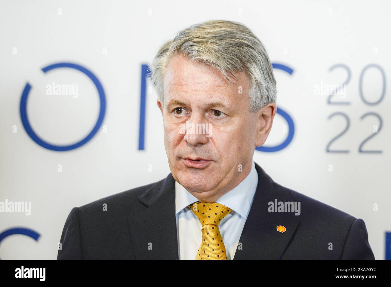 Stavanger 20220829. Yara CEO Svein Tore Holsether during the press ...