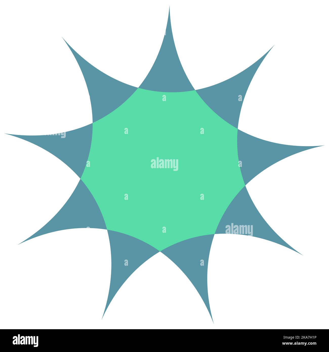 Multi pointed star shape in green and blue color isolated on white ...