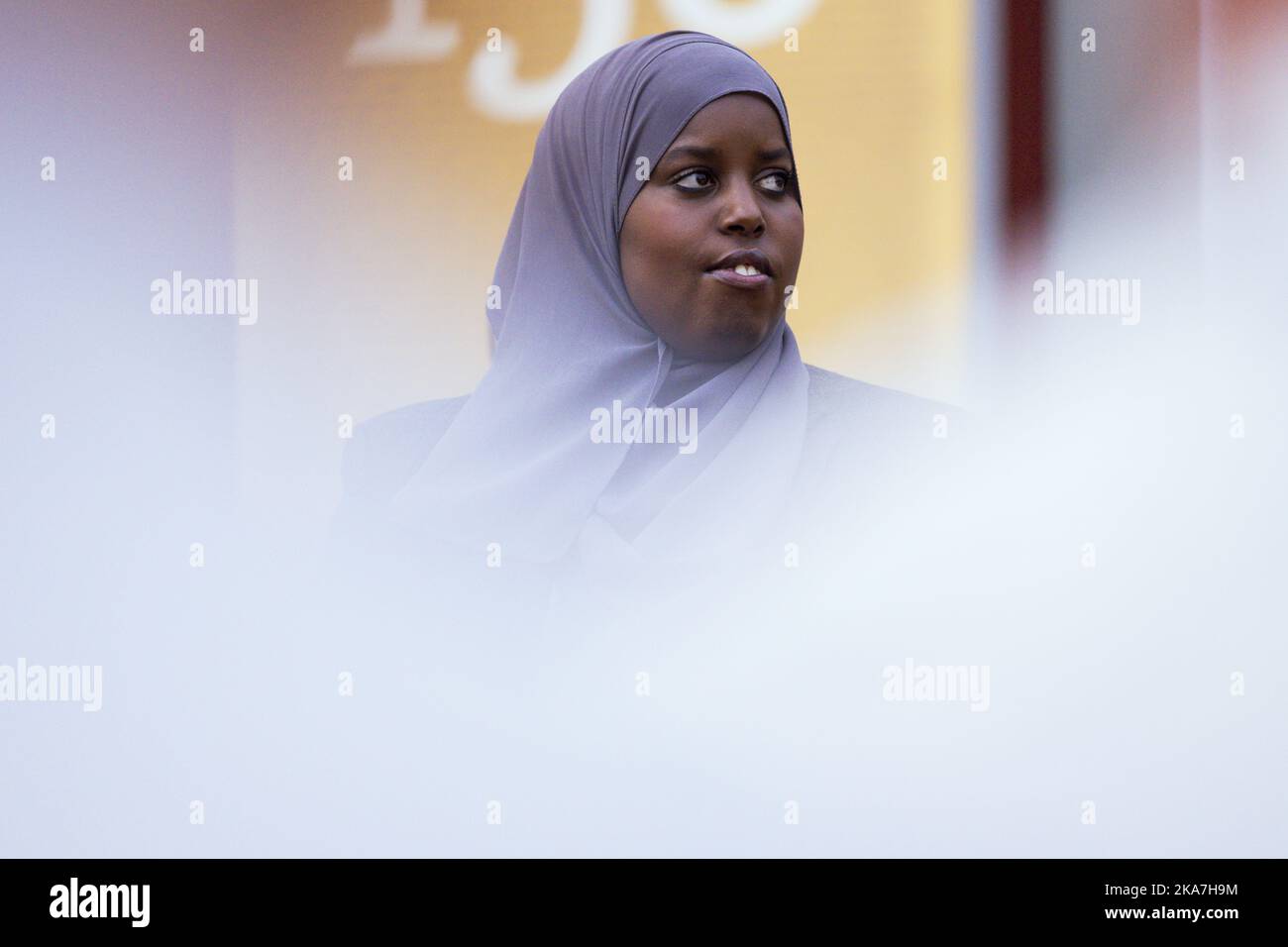 Oslo 20220906. Author Sumaya Jirde Ali during conversation and debate ...