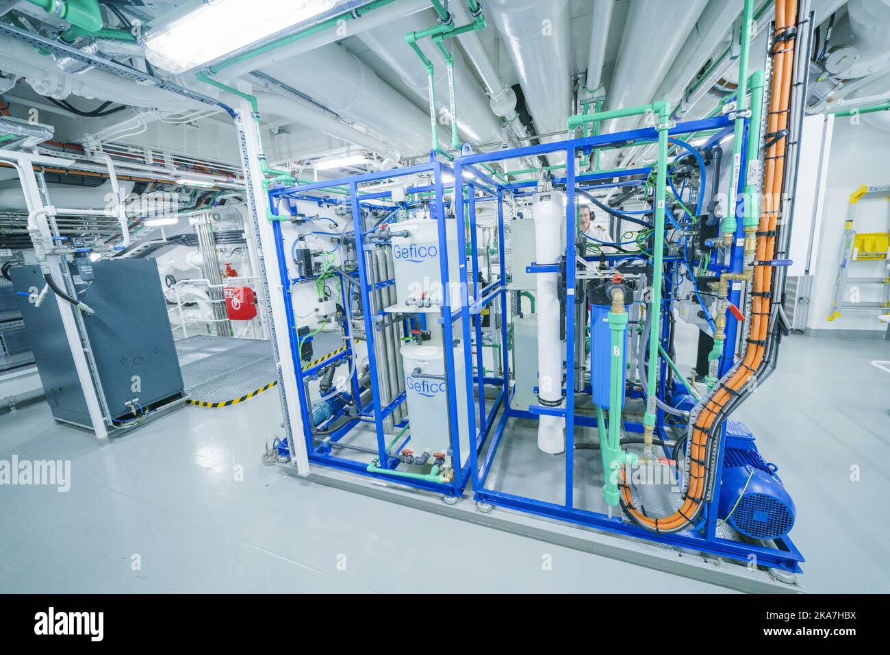 Oslo 20220912. Reverse osmosis water purification machine on the ...