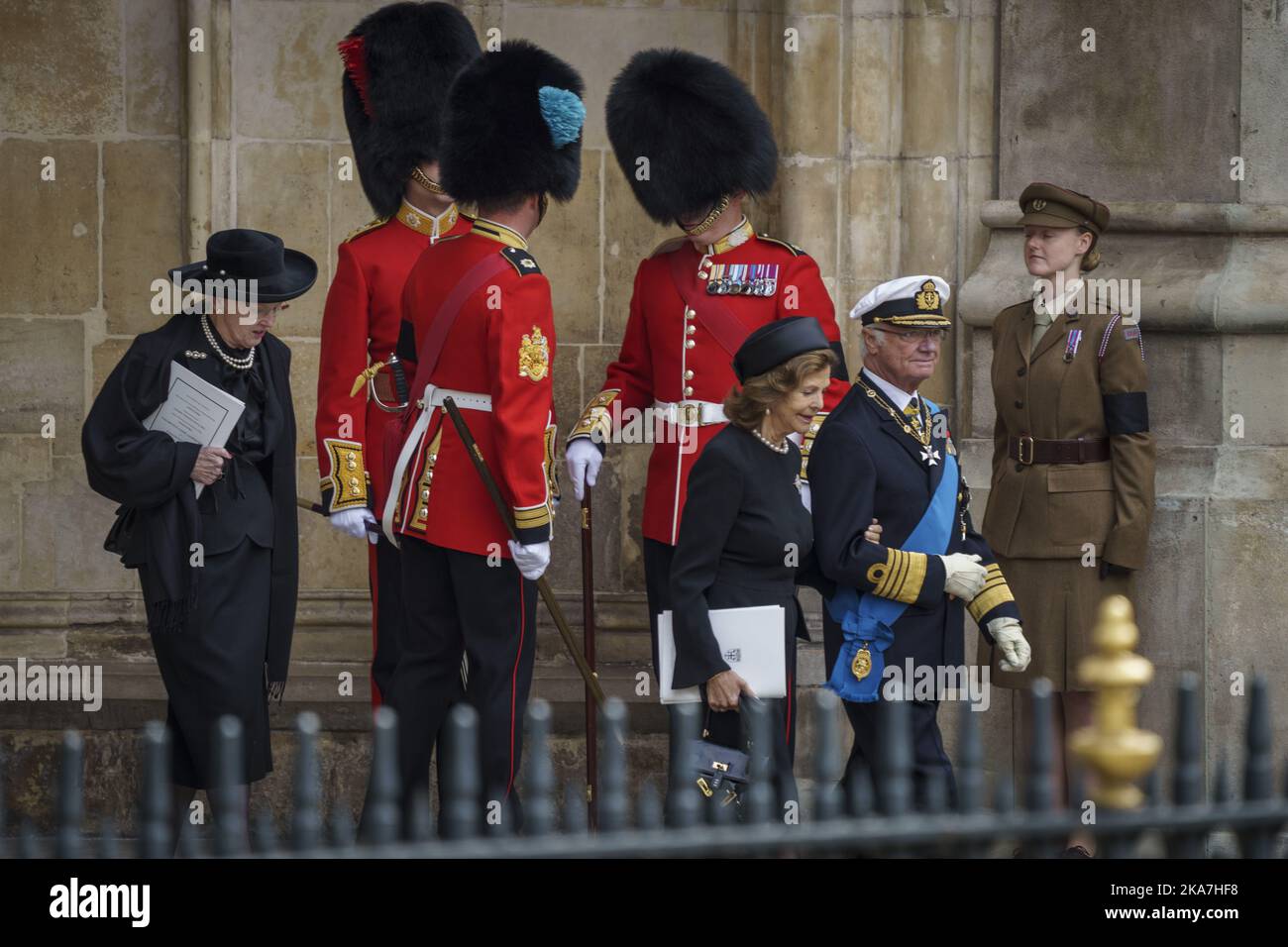 London, United Kingdom 20220919. Sweden's King Gustav and Queen Silvia ...