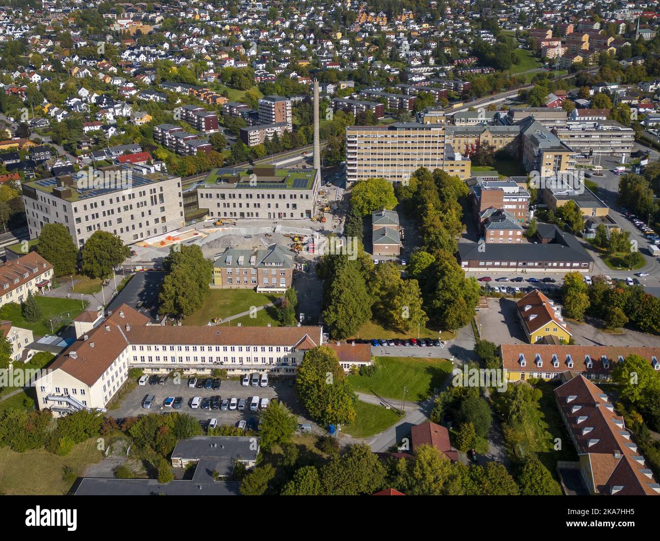 Oslo 20220921. Drone image of Oslo University Hospital Aker and the ...