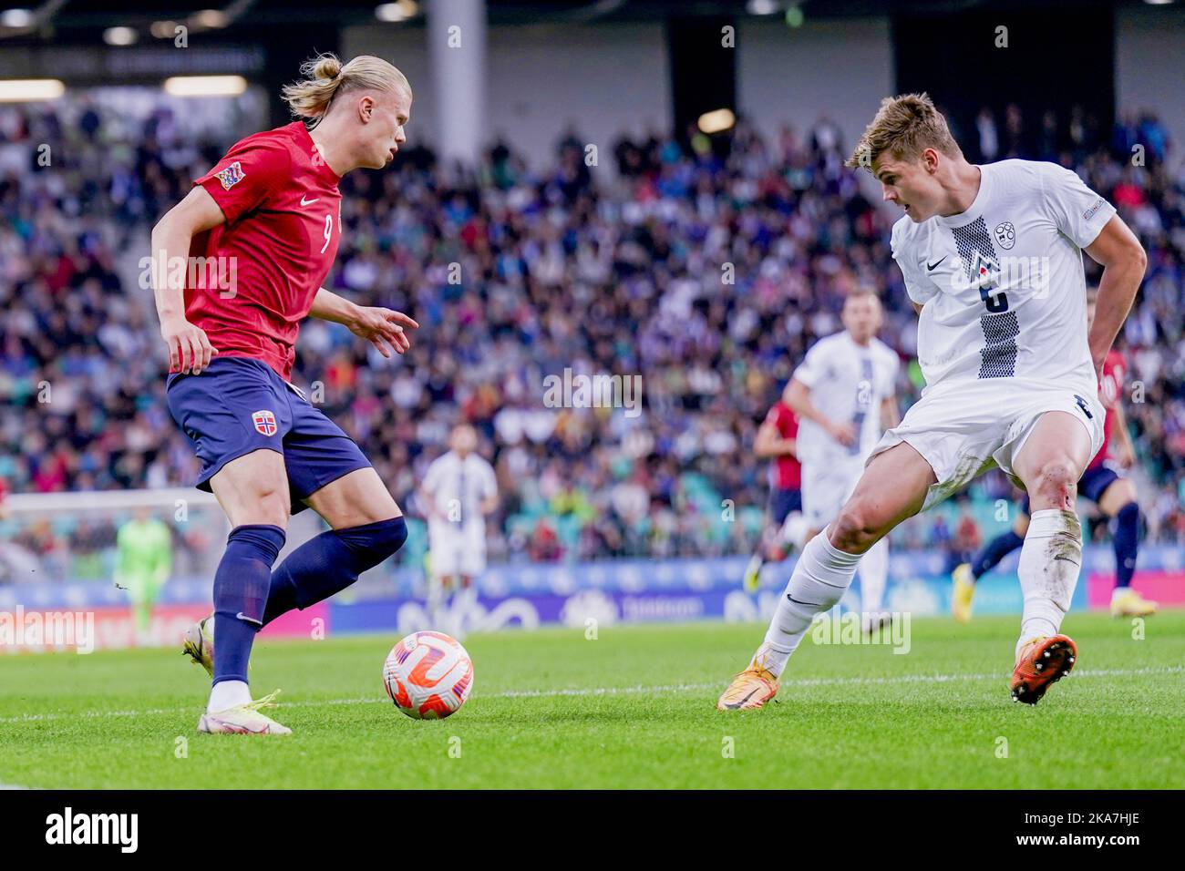 Ljubljana, Slovenia 20220924. Erling Braut Haaland against Slovenia's ...