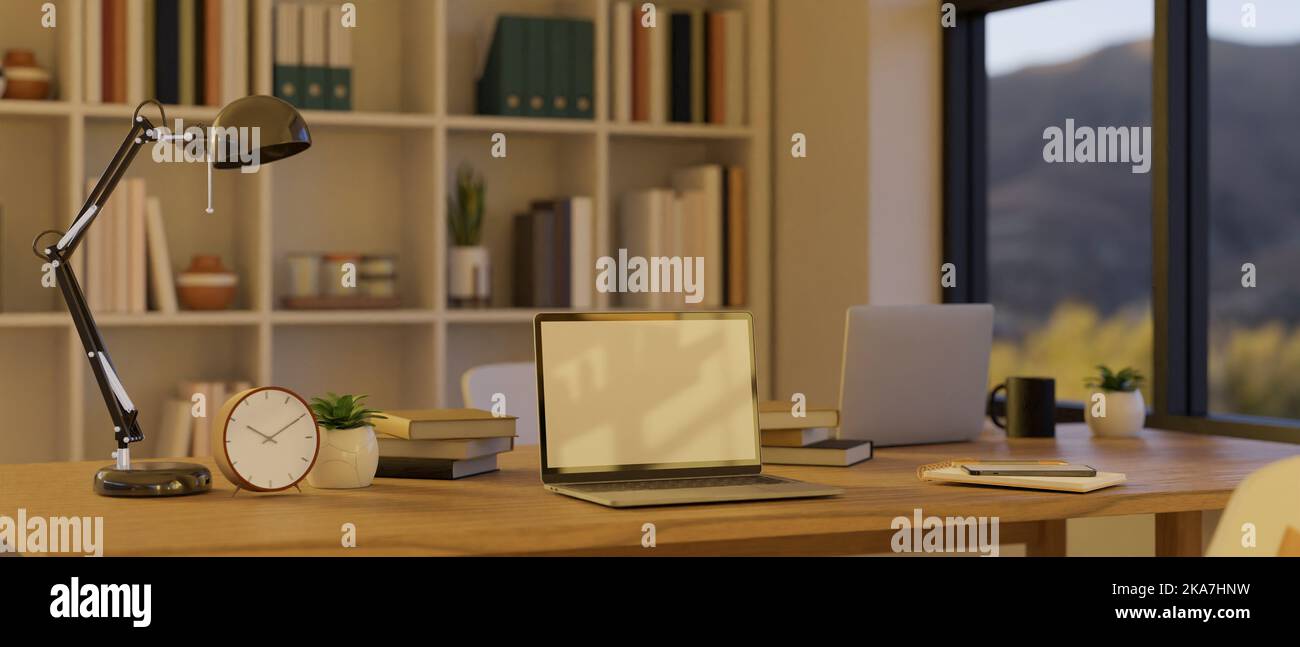 Modern urban office room or co-working space interior design with ...